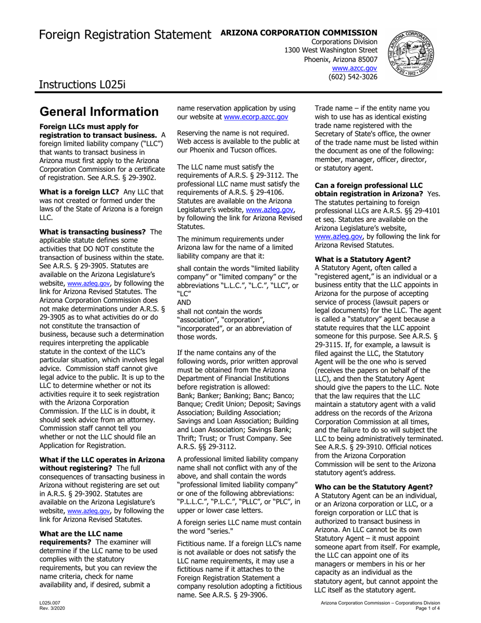 Download Instructions for Form L025.004 Foreign Registration Statement ...