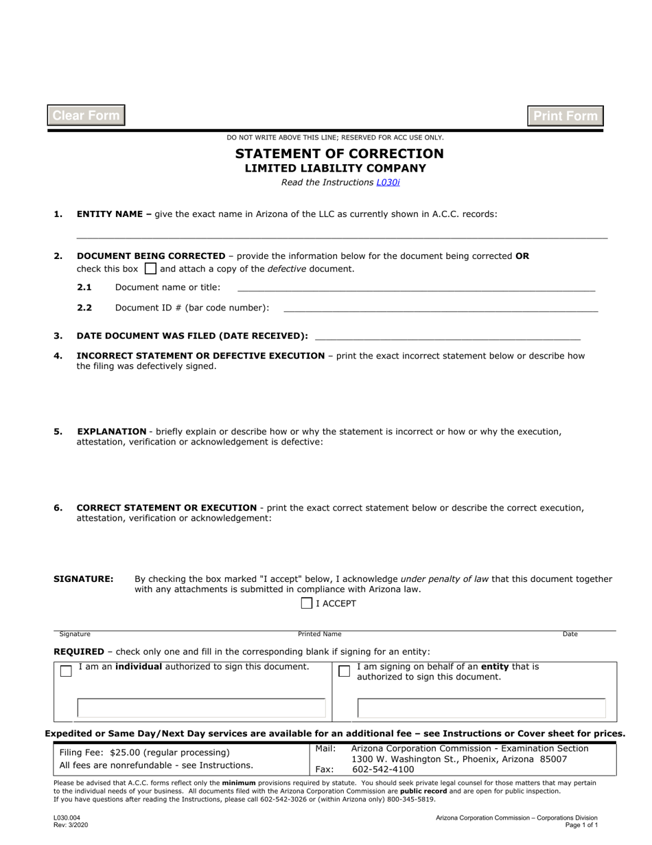Form L030.004 - Fill Out, Sign Online and Download Fillable PDF ...