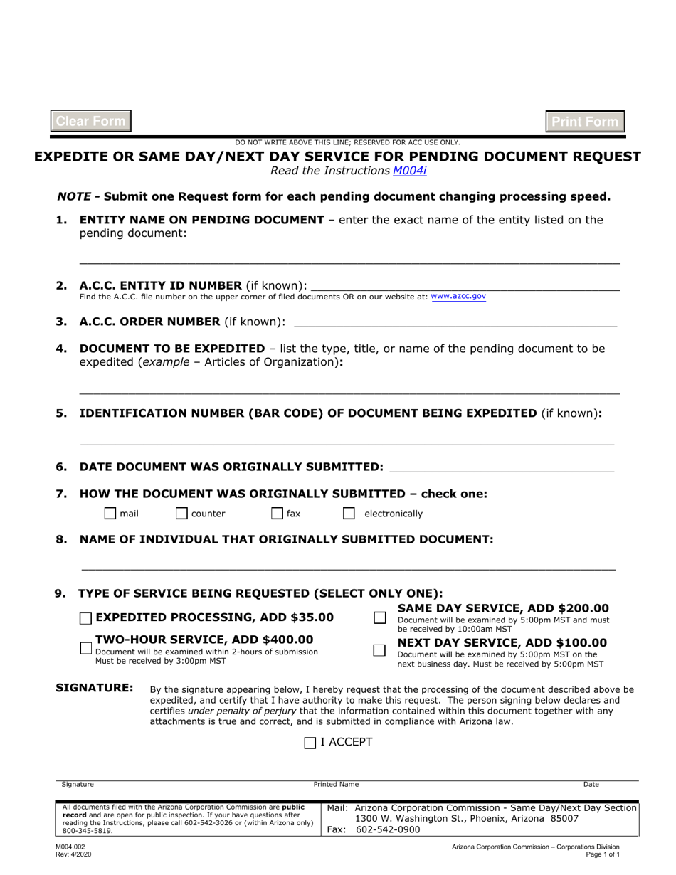 Form M004.002 - Fill Out, Sign Online and Download Fillable PDF ...