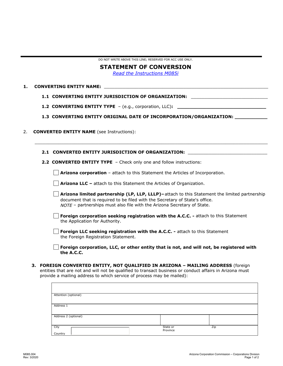 Form M085.004 - Fill Out, Sign Online and Download Fillable PDF ...