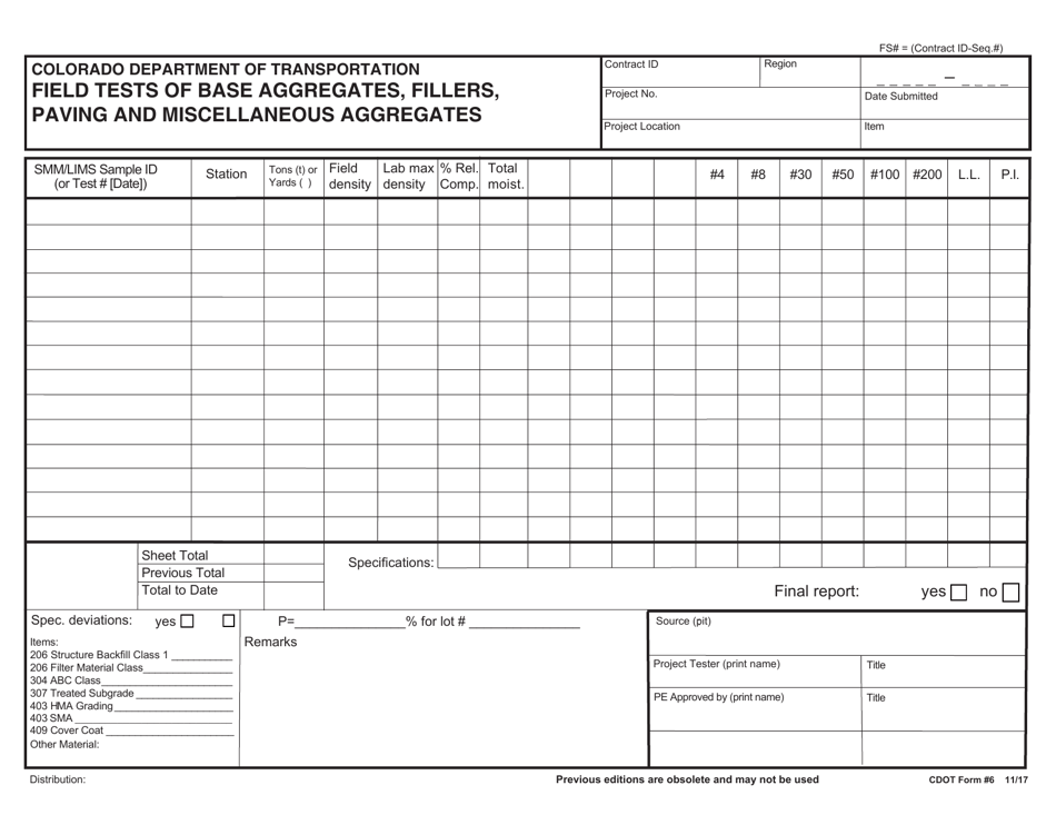 CDOT Form 6 - Fill Out, Sign Online and Download Fillable PDF, Colorado ...