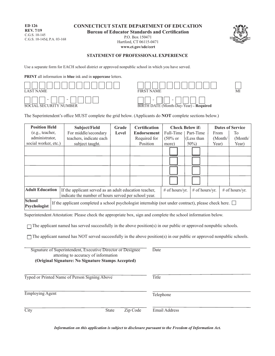Form ED126 - Fill Out, Sign Online and Download Fillable PDF ...