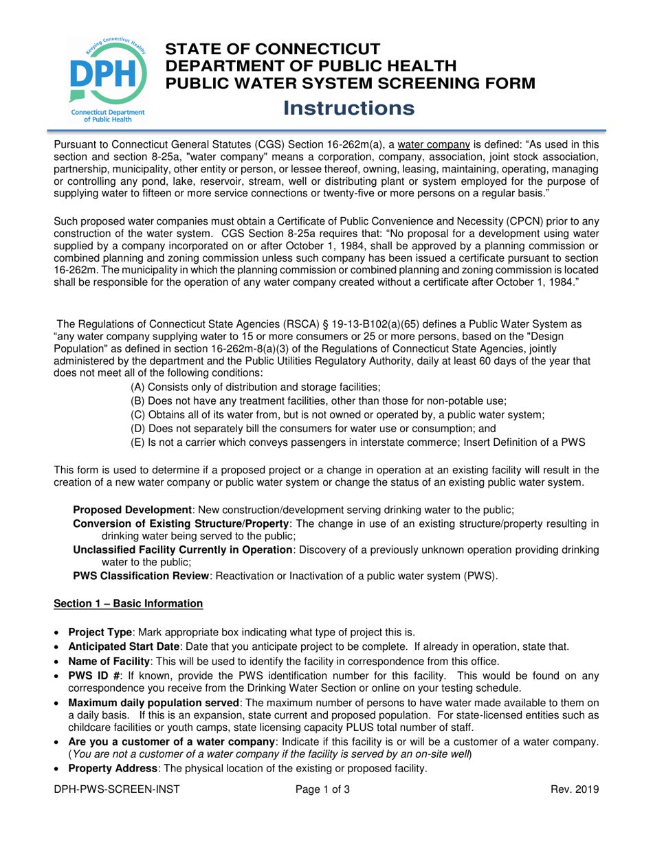 Download Instructions for Public Water System Screening Form PDF ...