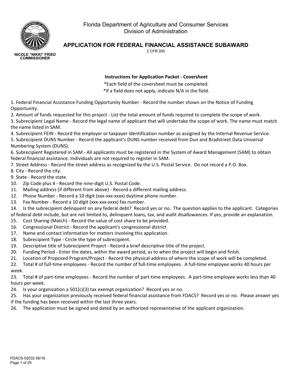 Form FDACS-02032 - Fill Out, Sign Online and Download Fillable PDF ...