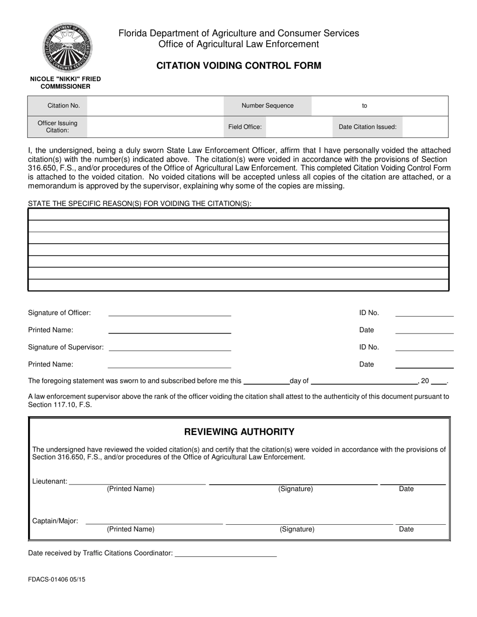 Form FDACS-01406 - Fill Out, Sign Online and Download Fillable PDF ...