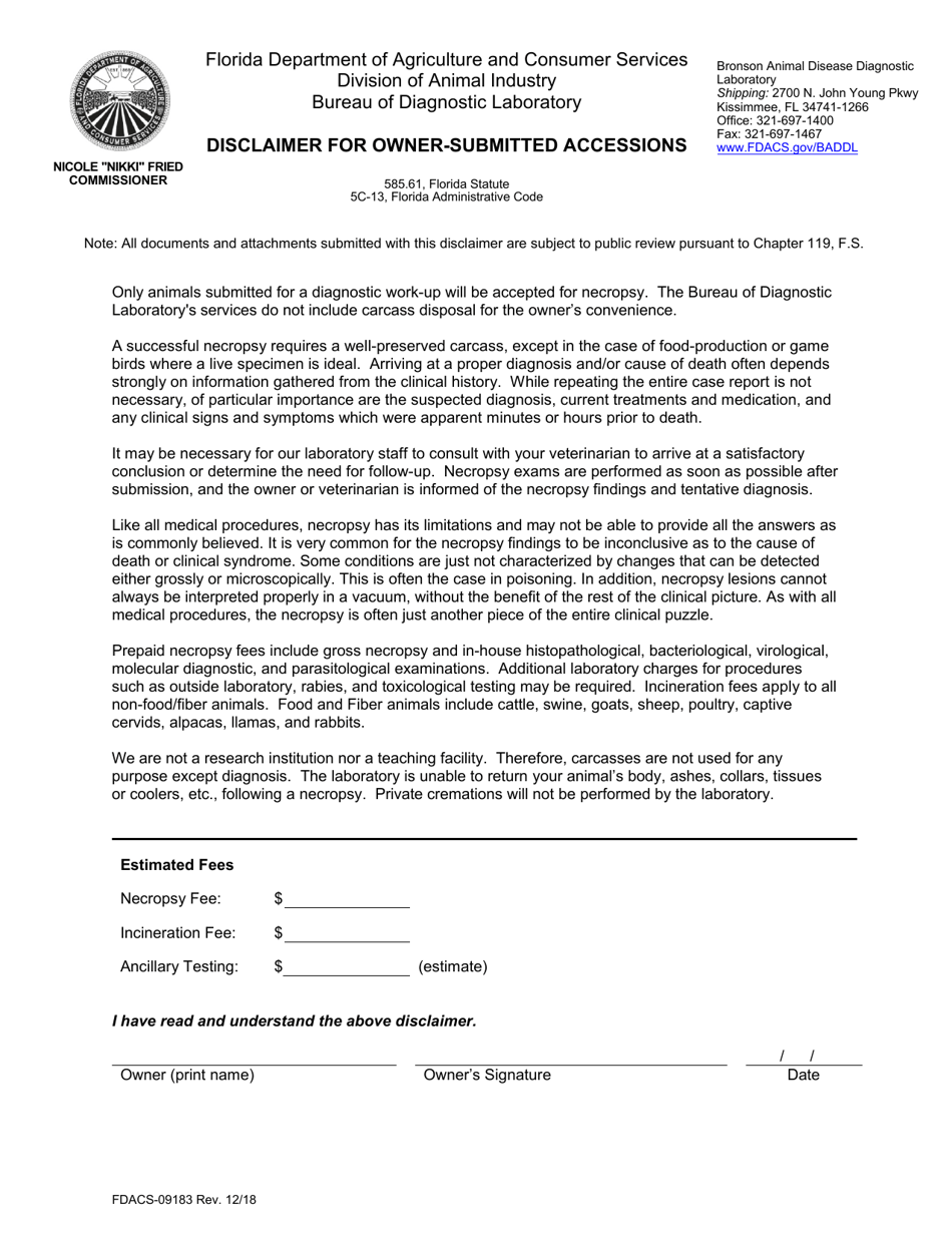Form FDACS-09183 - Fill Out, Sign Online and Download Fillable PDF ...