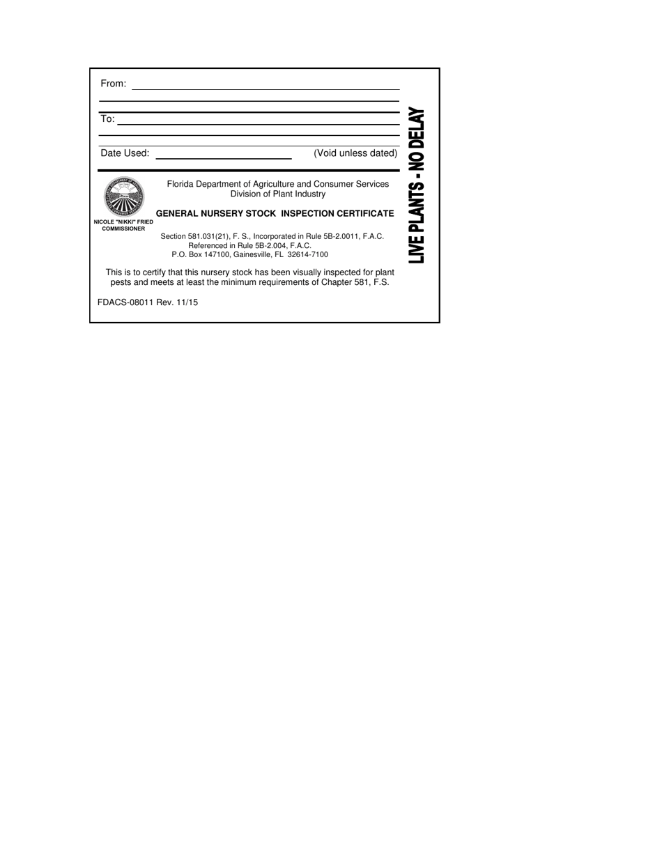 Form FDACS-08011 - Fill Out, Sign Online and Download Printable PDF ...