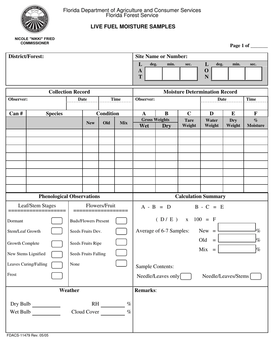 Form FDACS-11479 - Fill Out, Sign Online and Download Printable PDF ...
