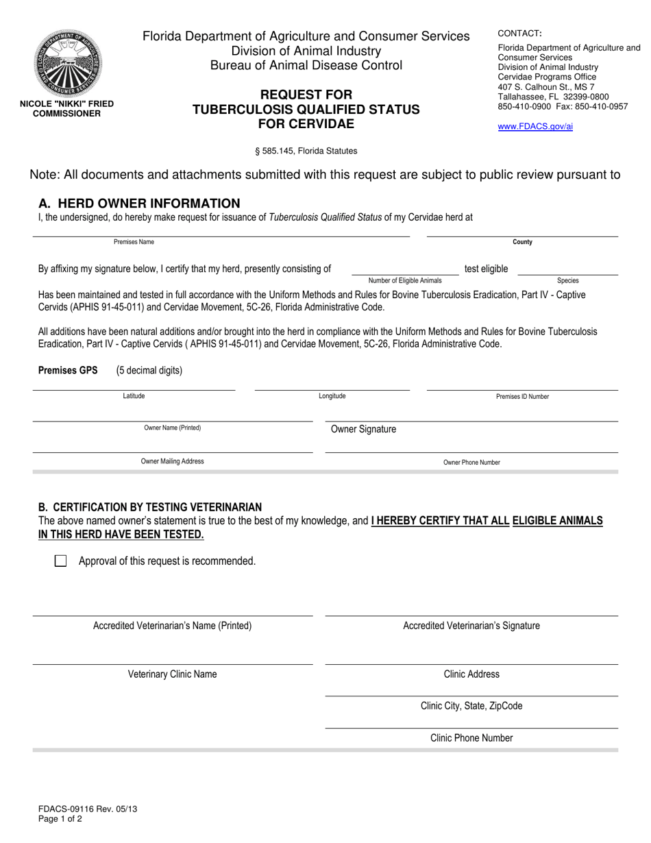 Form Fdacs 09116 Fill Out Sign Online And Download Fillable Pdf
