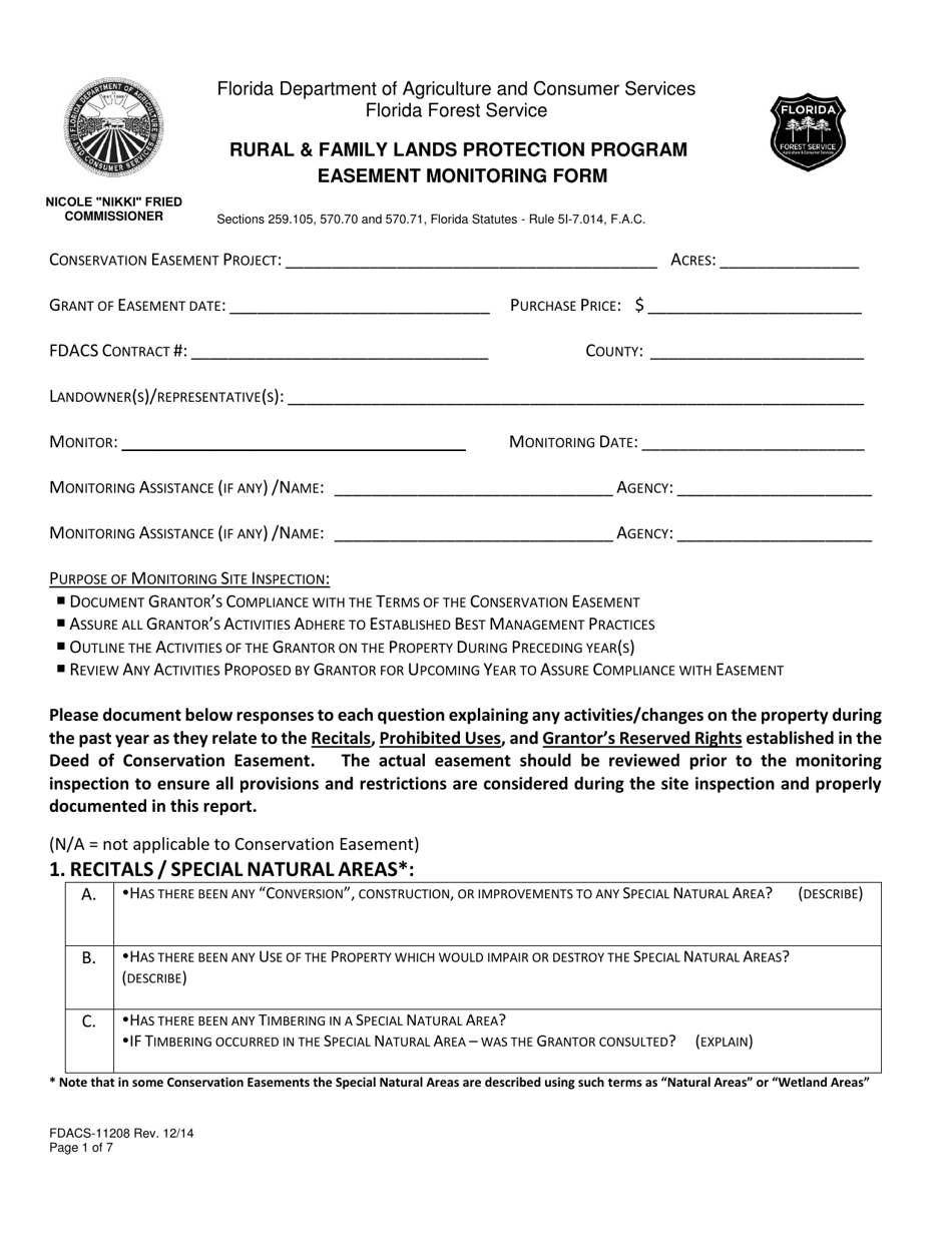 Form FDACS-11208 - Fill Out, Sign Online and Download Printable PDF ...