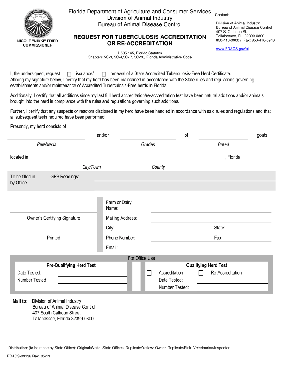 Form FDACS-09136 Download Fillable PDF or Fill Online Request for ...