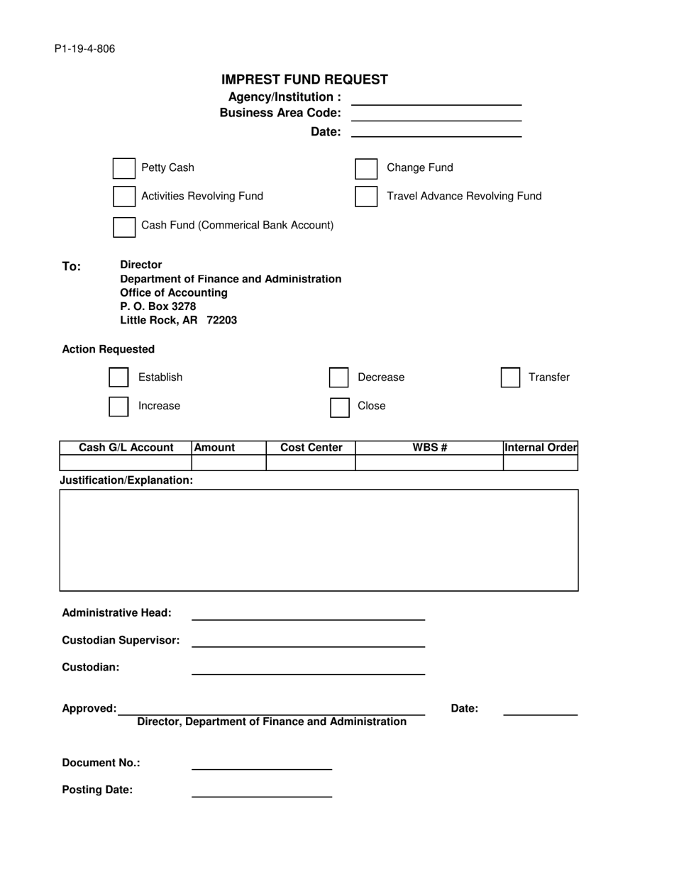 Arkansas Imprest Fund Request - Fill Out, Sign Online and Download PDF ...