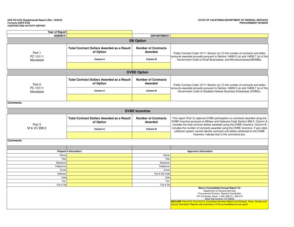 Form DGS PD810S - Fill Out, Sign Online and Download Printable PDF ...