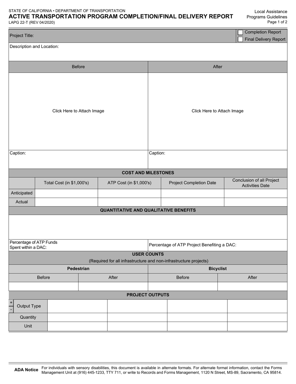 Form LAPG22-T Download Fillable PDF or Fill Online Active ...