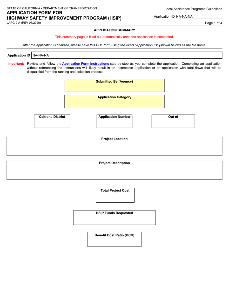 Form LAPG9-A Download Printable PDF or Fill Online Highway Safety ...