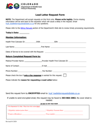 Colorado Load Letter Request Form Download Printable PDF | Templateroller