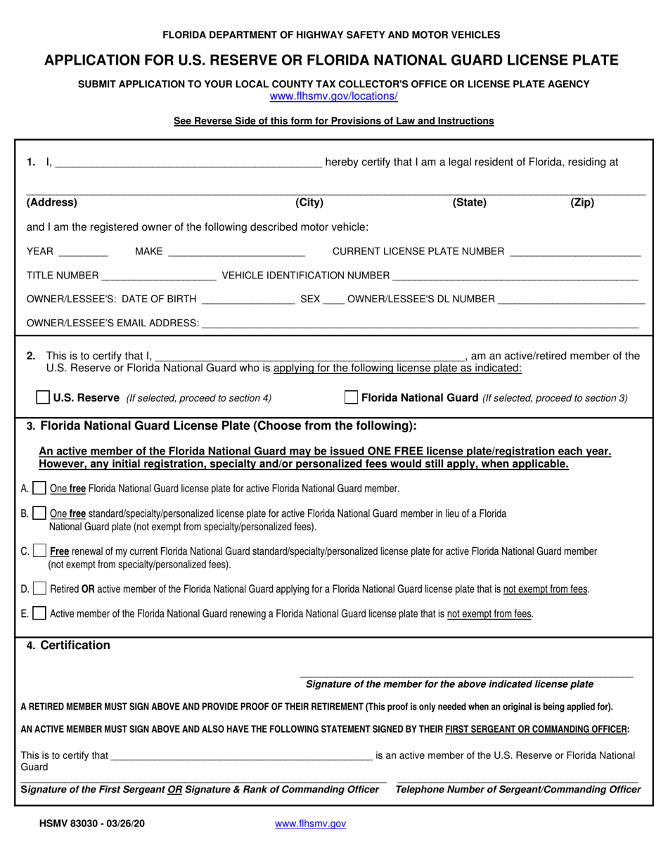 Form HSMV83030 - Fill Out, Sign Online and Download Fillable PDF ...