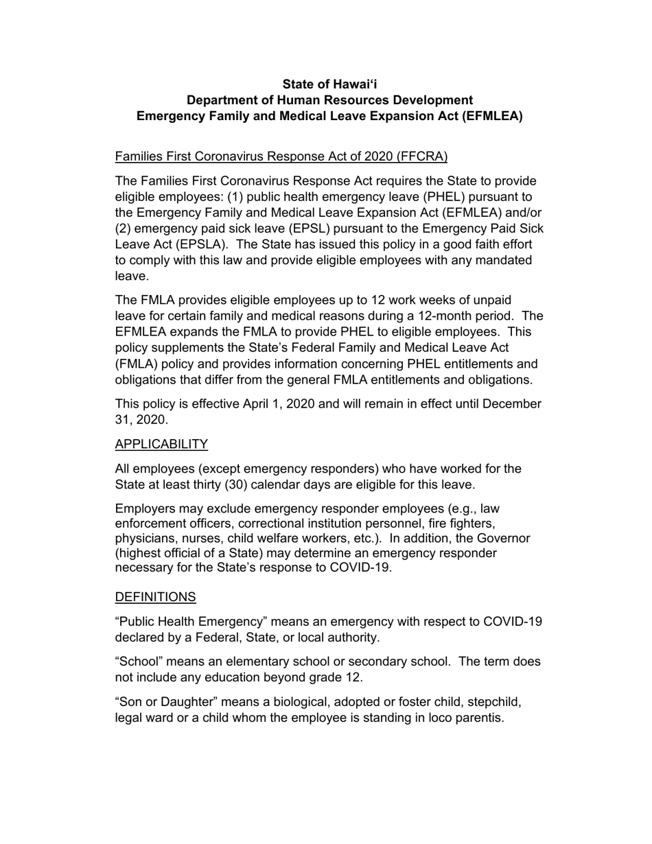 Hawaii Public Health Emergency Leave Request Form - Fill Out, Sign ...