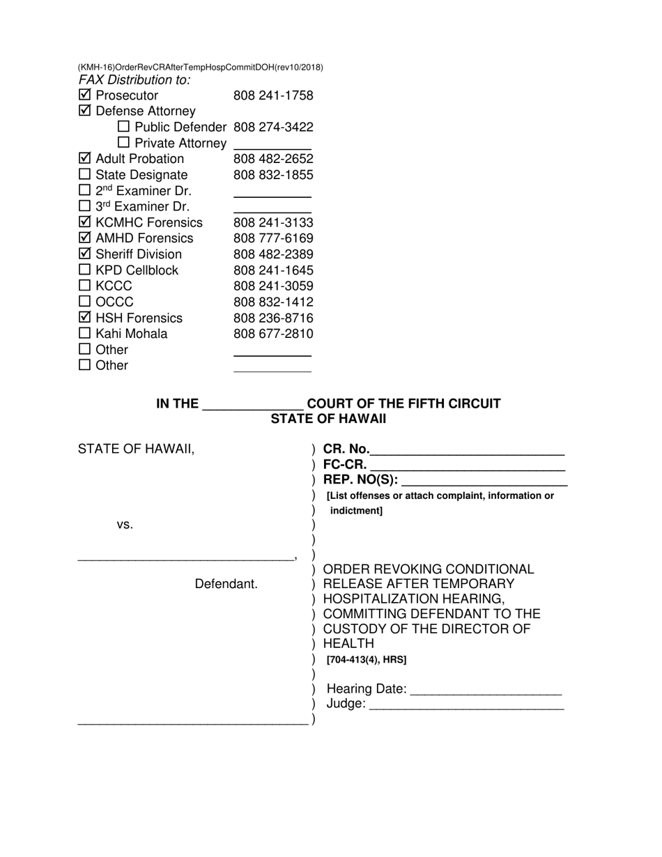 Form KMH-16 - Fill Out, Sign Online and Download Printable PDF, Hawaii ...