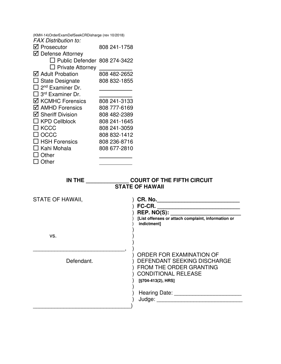 Form KMH-14 - Fill Out, Sign Online and Download Printable PDF, Hawaii ...