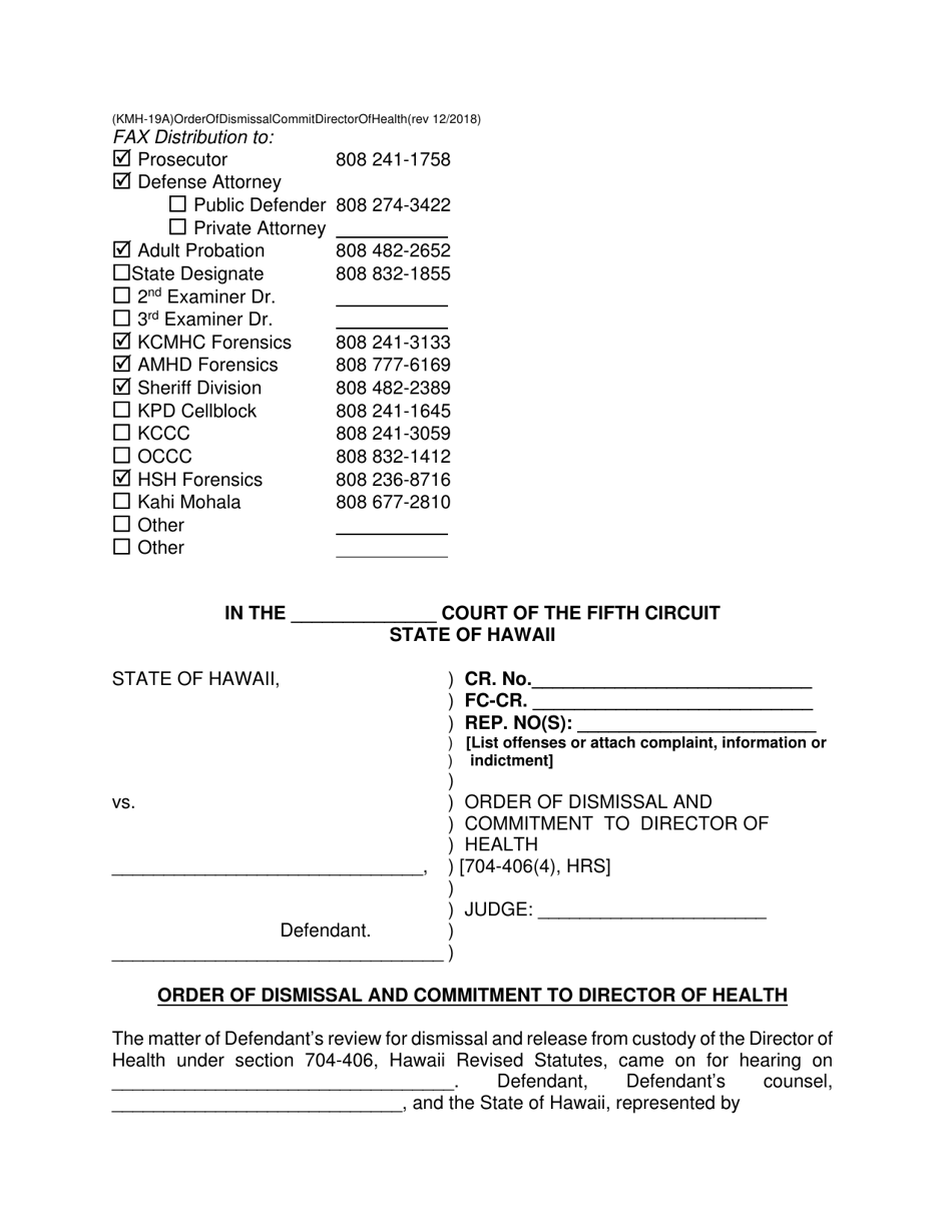 Form KMH-19A - Fill Out, Sign Online and Download Printable PDF, Hawaii ...