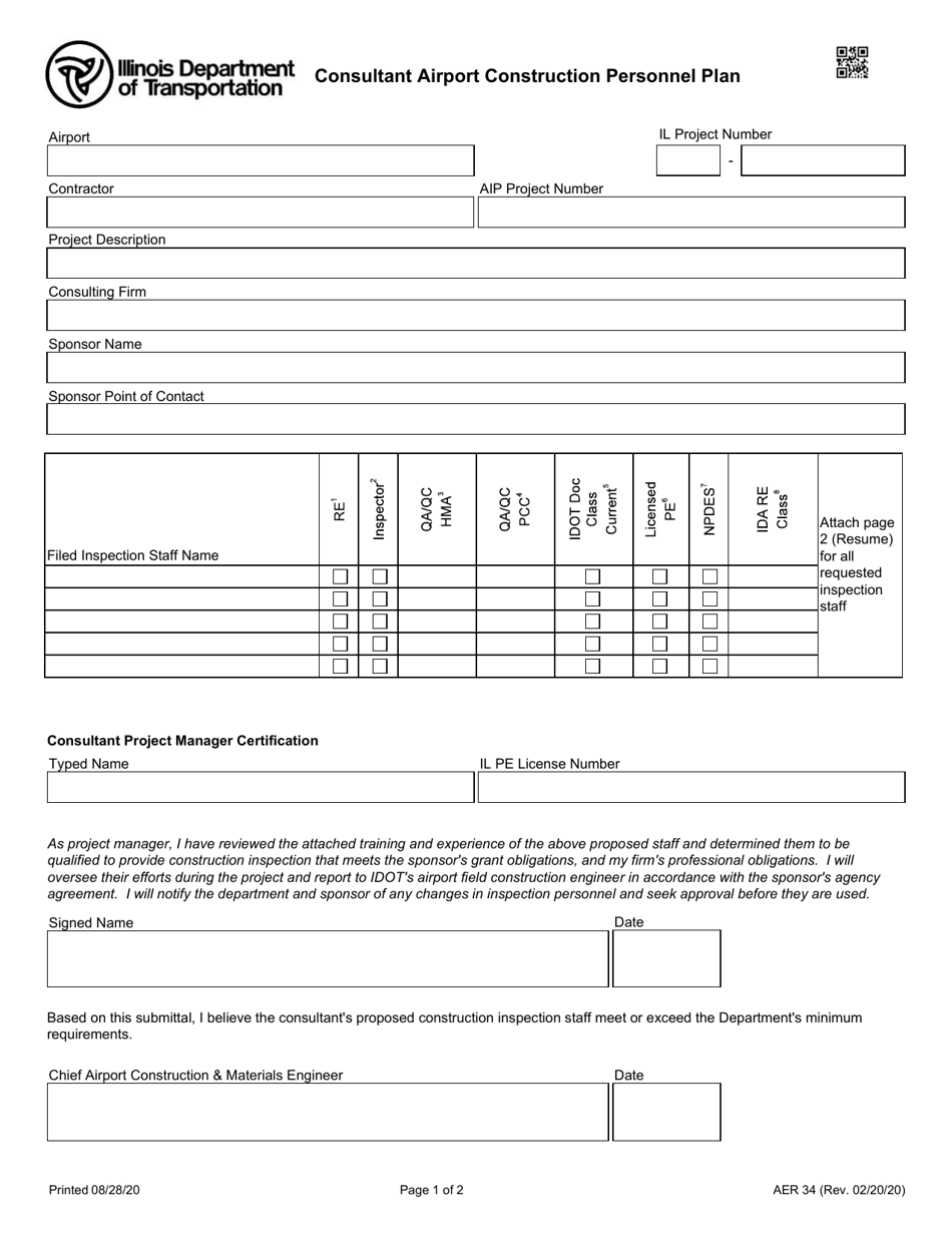 Form AER34 - Fill Out, Sign Online and Download Fillable PDF, Illinois ...