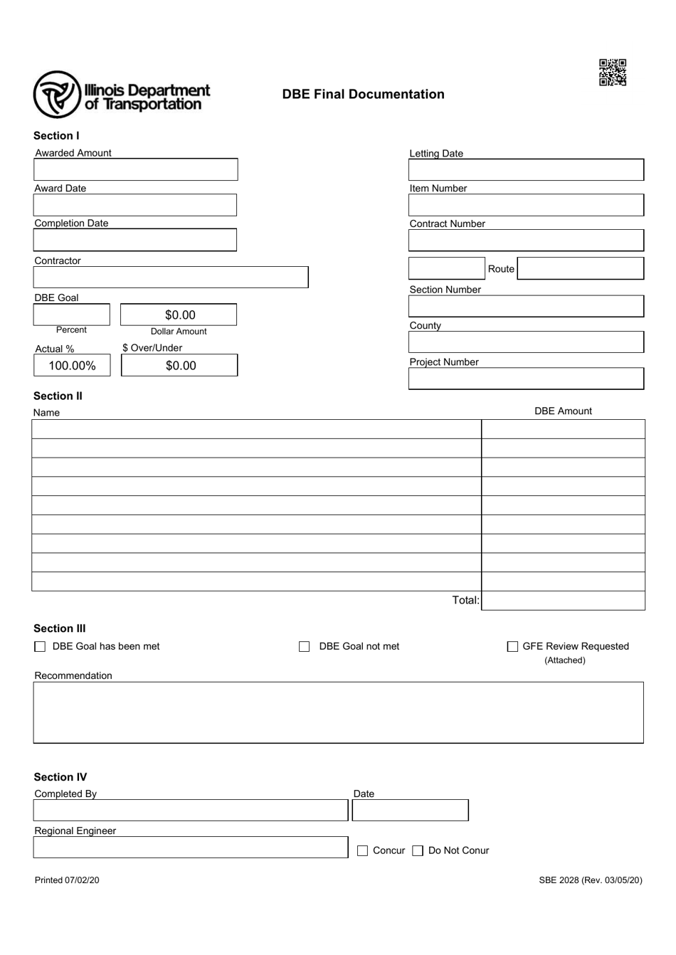Form SBE2028 Download Fillable PDF or Fill Online Dbe Final ...