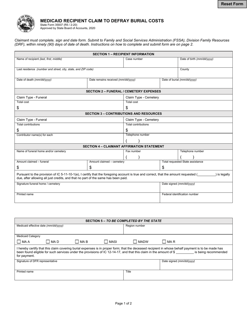 State Form 35937 - Fill Out, Sign Online and Download Fillable PDF ...