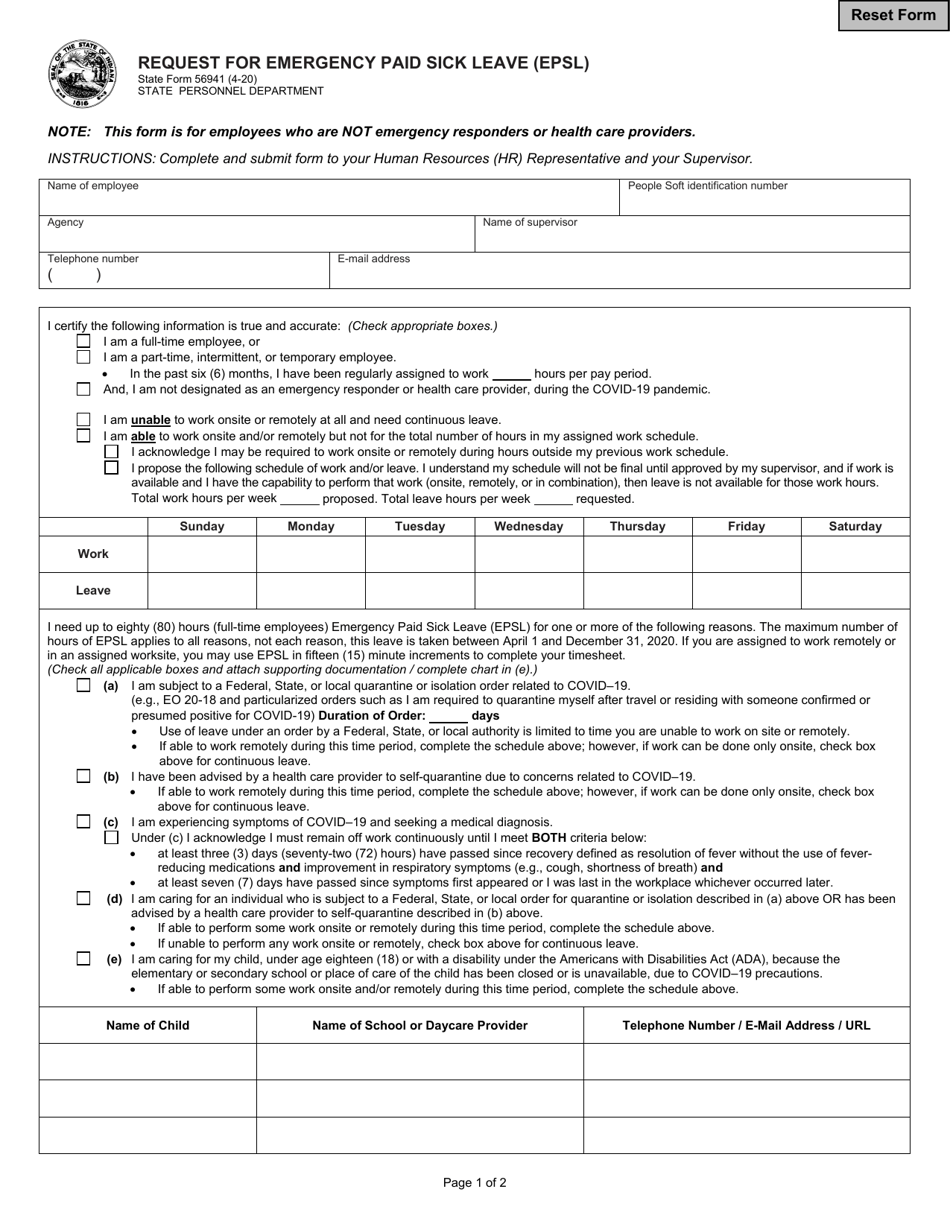 State Form 56941 - Fill Out, Sign Online and Download Fillable PDF ...