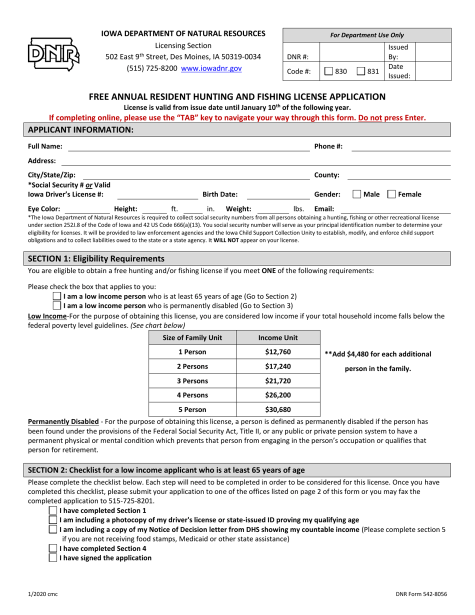 DNR Form 542-8056 - Fill Out, Sign Online and Download Fillable PDF ...