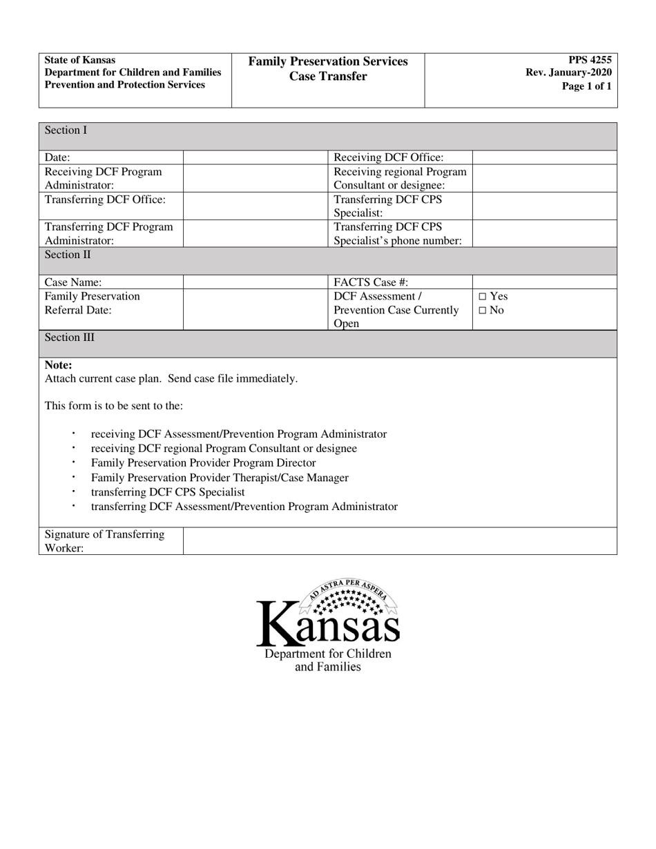 Form PPS4255 - Fill Out, Sign Online and Download Printable PDF, Kansas ...