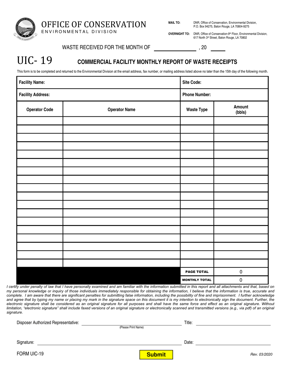 Form UIC-19 - Fill Out, Sign Online and Download Fillable PDF ...