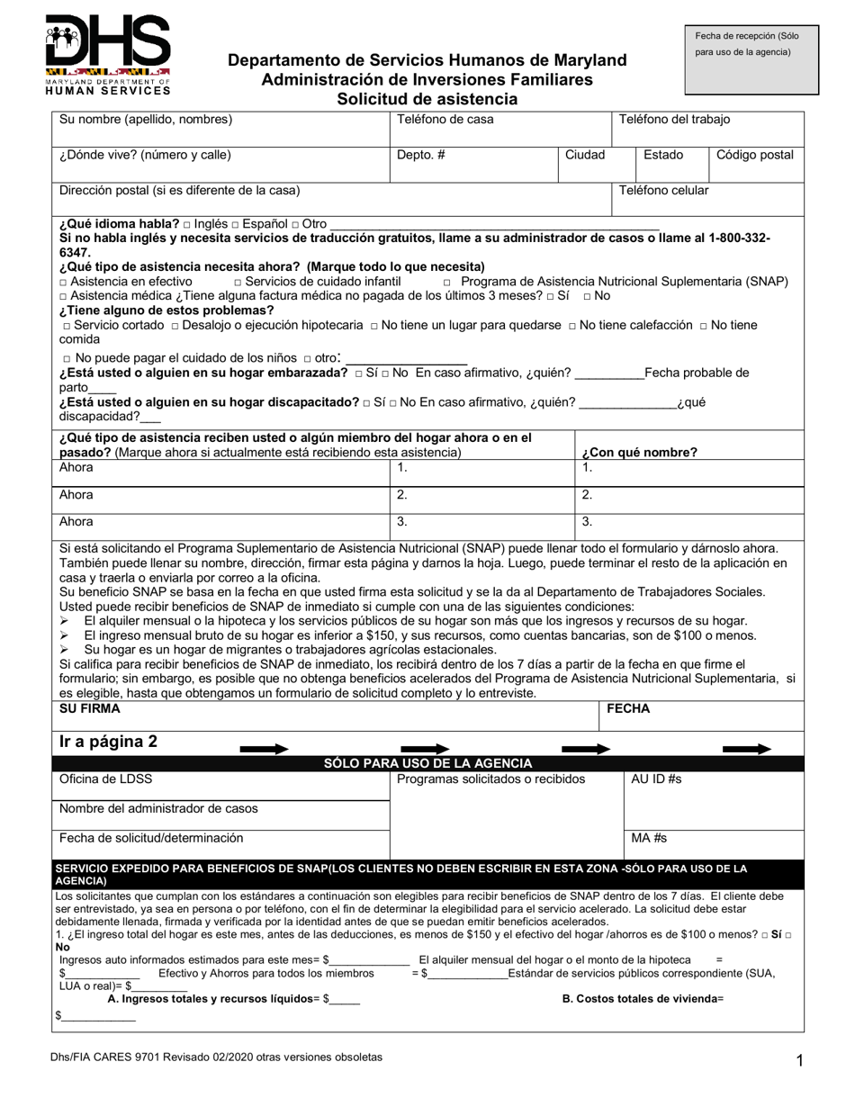 Formulario DHS/FIA CARES9701 - Fill Out, Sign Online and Download ...