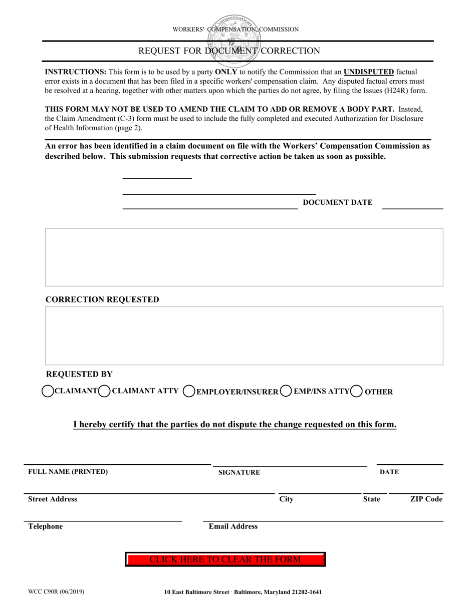 WCC Form C90R - Fill Out, Sign Online and Download Fillable PDF ...