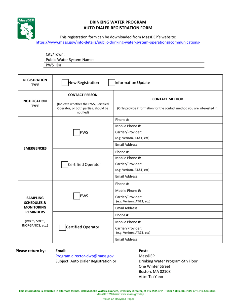 Massachusetts Auto Dialer Registration Form - Fill Out, Sign Online and ...