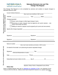 Nebraska Nebraska Electronic Lien and Title Change Title Request ...