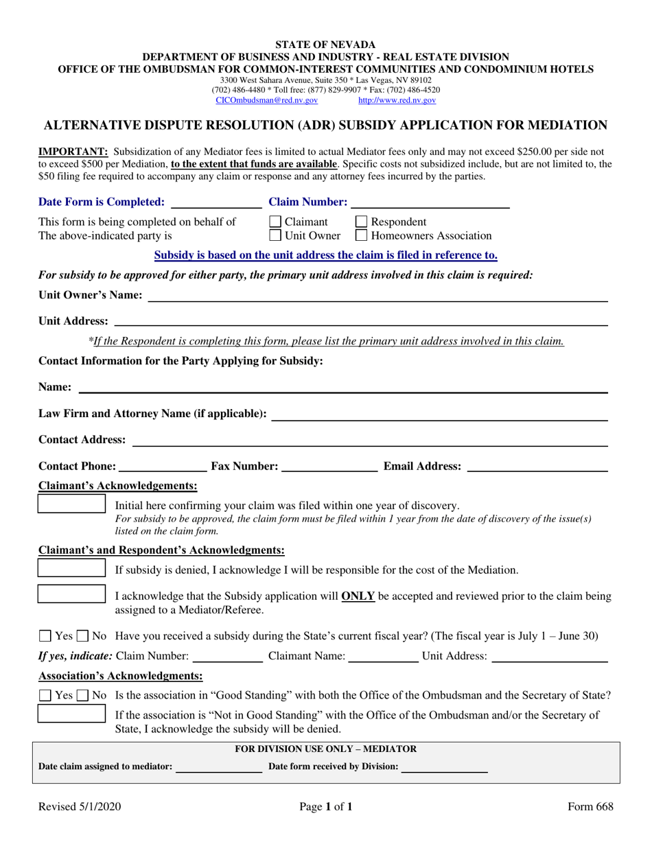 Form 668 Download Fillable PDF or Fill Online Alternative Dispute ...