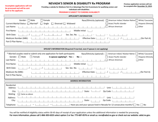 Nevada Senior Rx/Disability Rx Application - Fill Out, Sign Online and ...