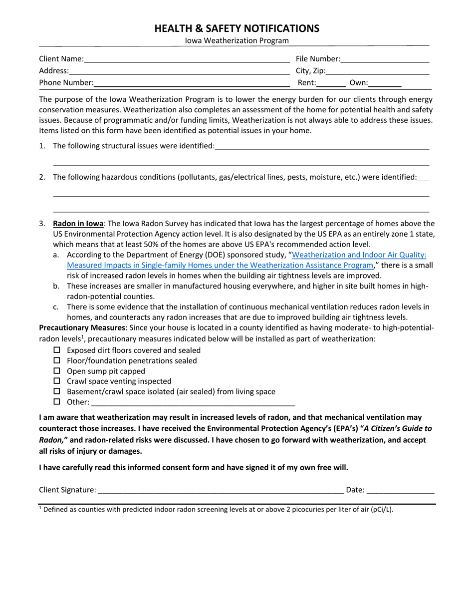 Iowa Health & Safety Notifications - Fill Out, Sign Online and Download ...