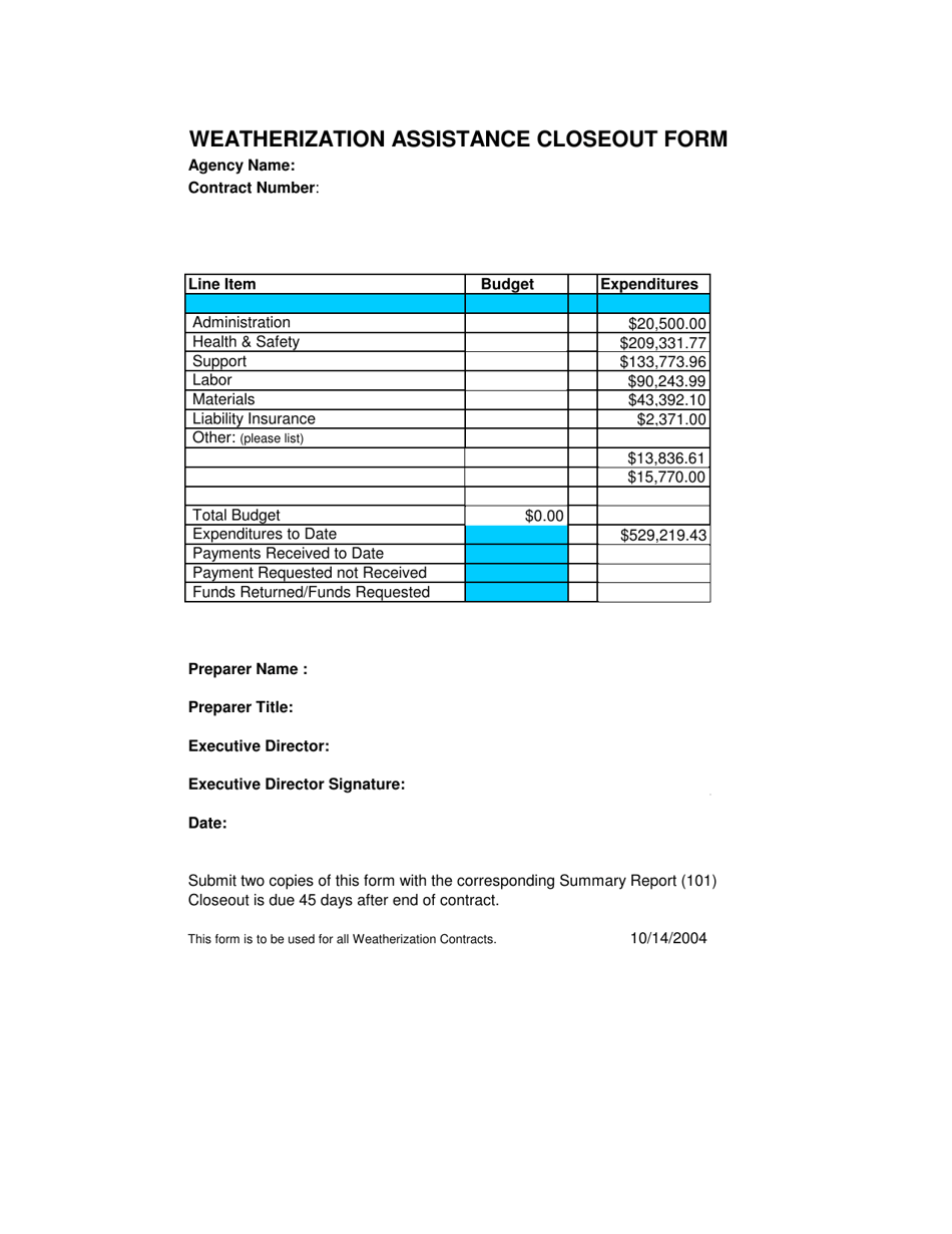 Iowa Weatherization Assistance Closeout Form - Fill Out, Sign Online ...