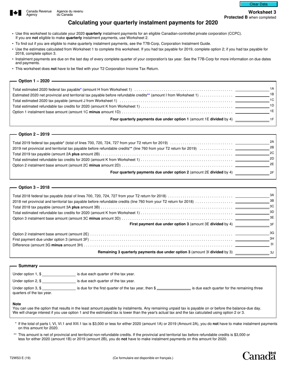 Form T2 Worksheet 3 Download Fillable PDF or Fill Online Calculating ...