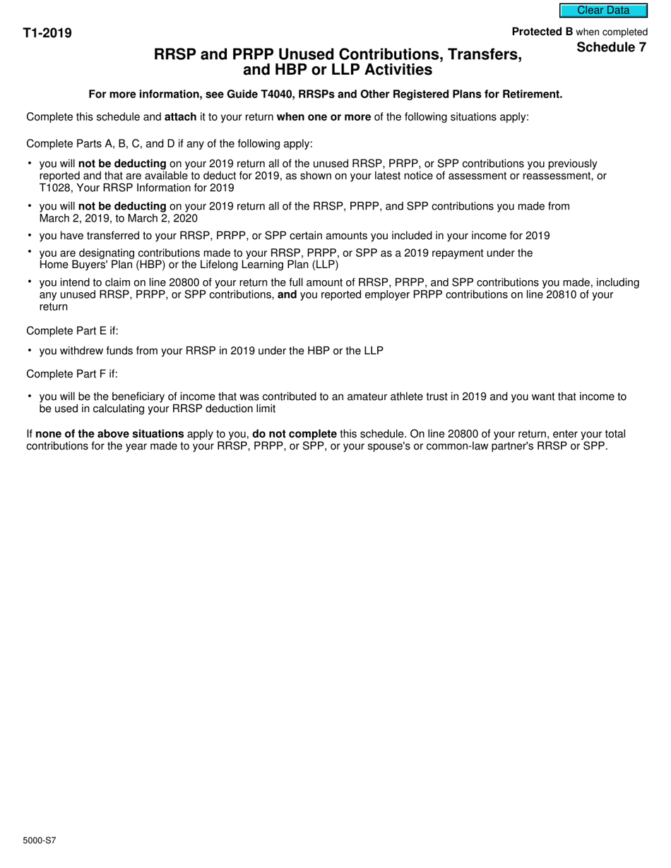 Form 5000-S7 Schedule 7 Download Fillable PDF or Fill Online Rrsp and ...