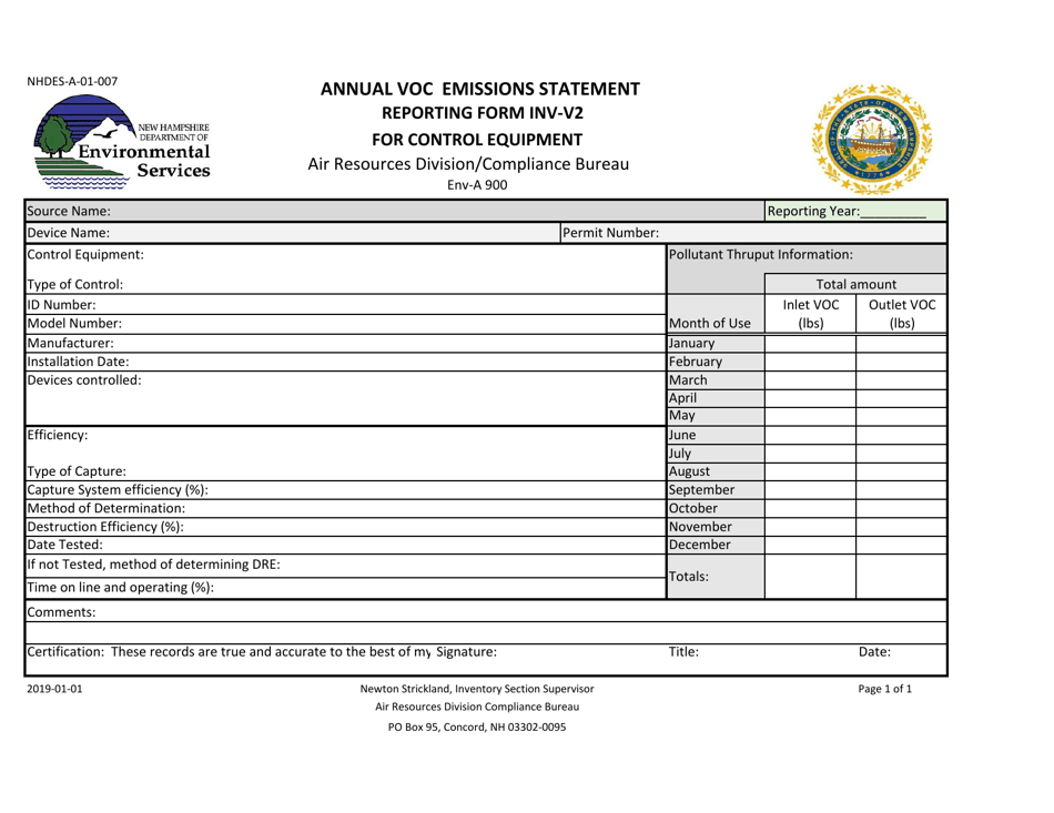 Form INV-V2 (NHDES-A-01-007) - Fill Out, Sign Online and Download Printable PDF, New Hampshire ...