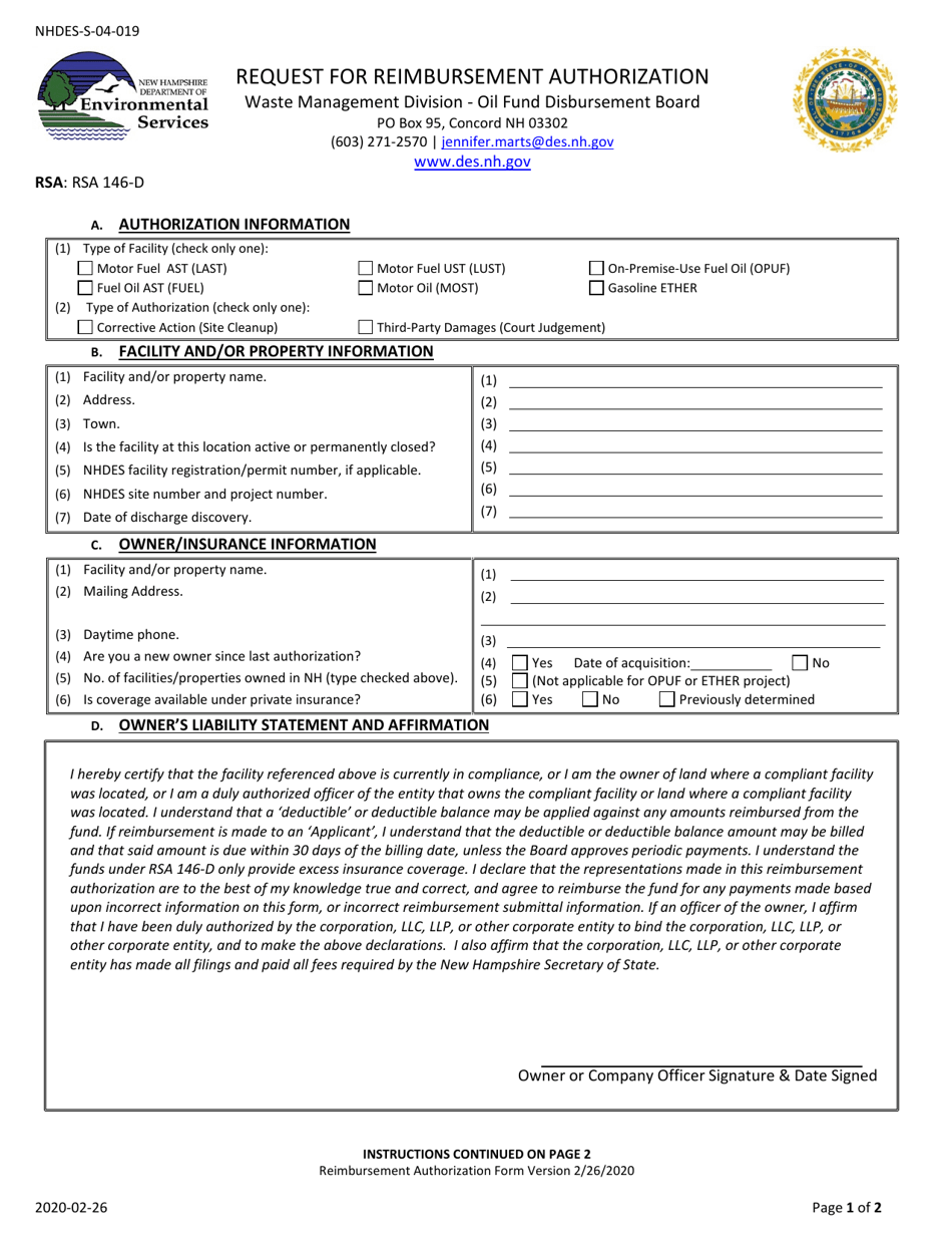 Form NHDES-S-04-019 - Fill Out, Sign Online and Download Printable PDF ...