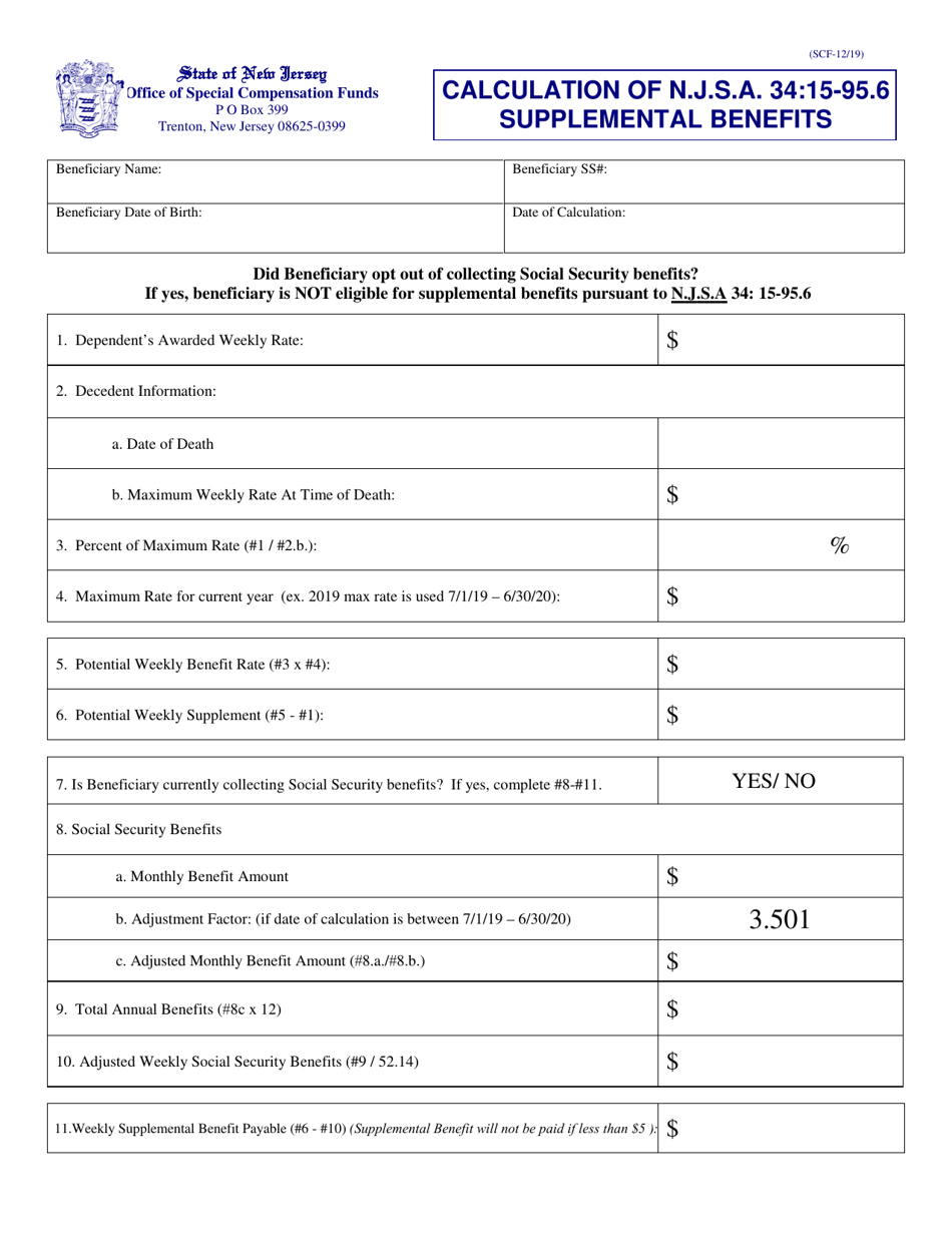 New Jersey Calculation of N.j.s.a. 34:15-95.6 Supplemental Benefits ...