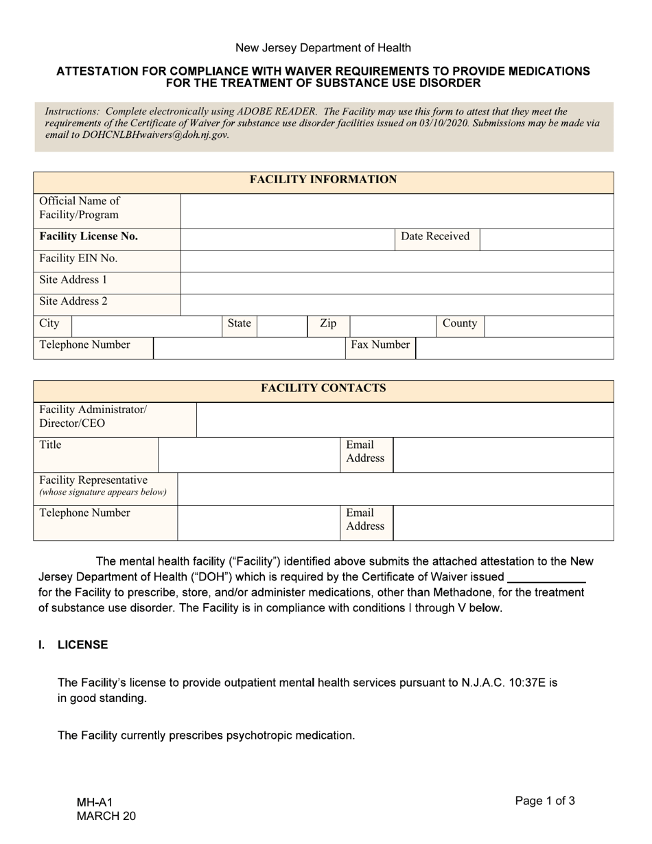 Form MH-A1 - Fill Out, Sign Online and Download Fillable PDF, New ...