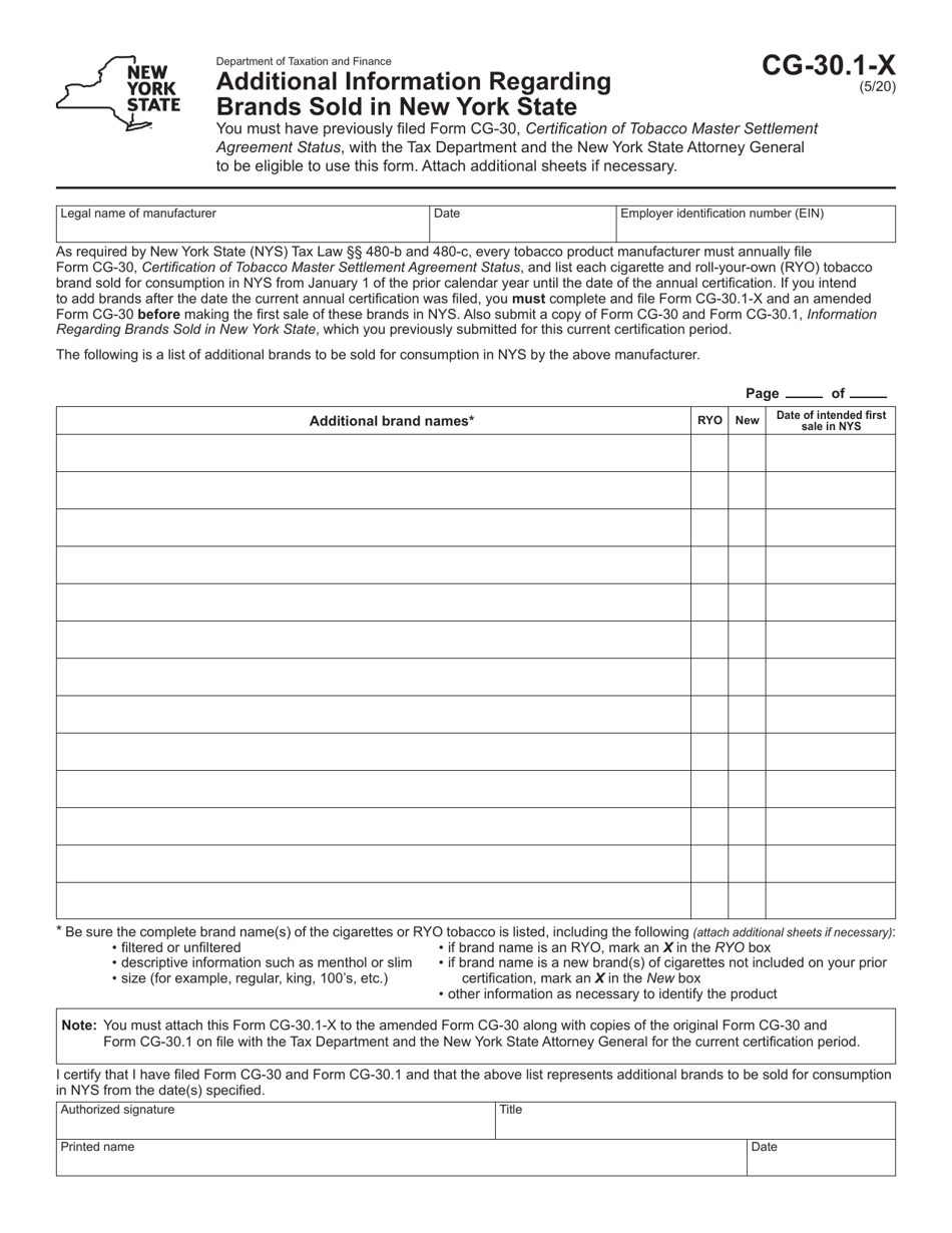 Form CG-30.1-X Download Printable PDF or Fill Online Additional ...