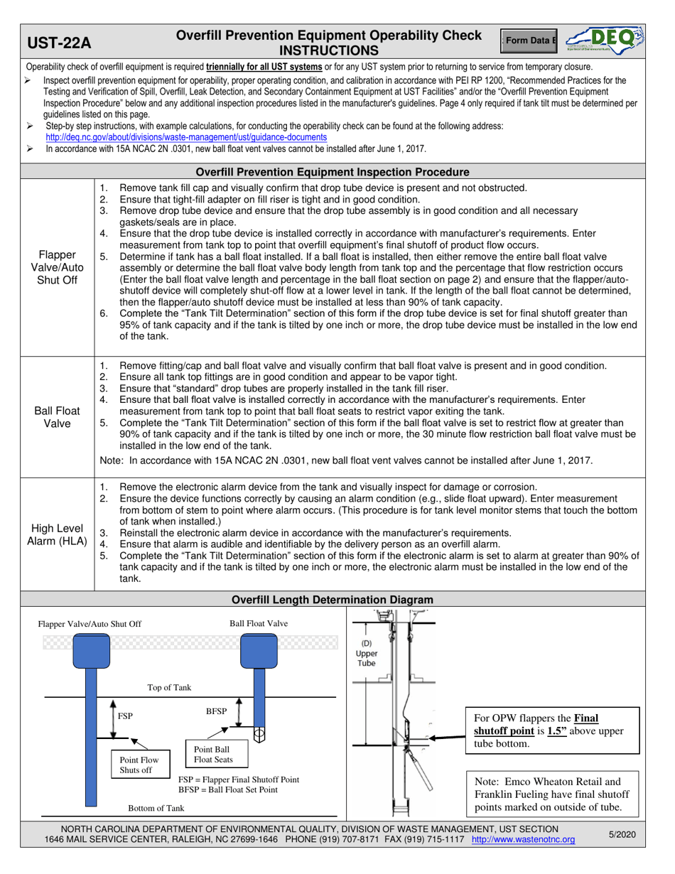 Form UST-22A Download Fillable PDF or Fill Online Overfill Prevention ...