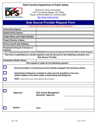 North Carolina Sole Source Provider Request Form Download Printable PDF ...