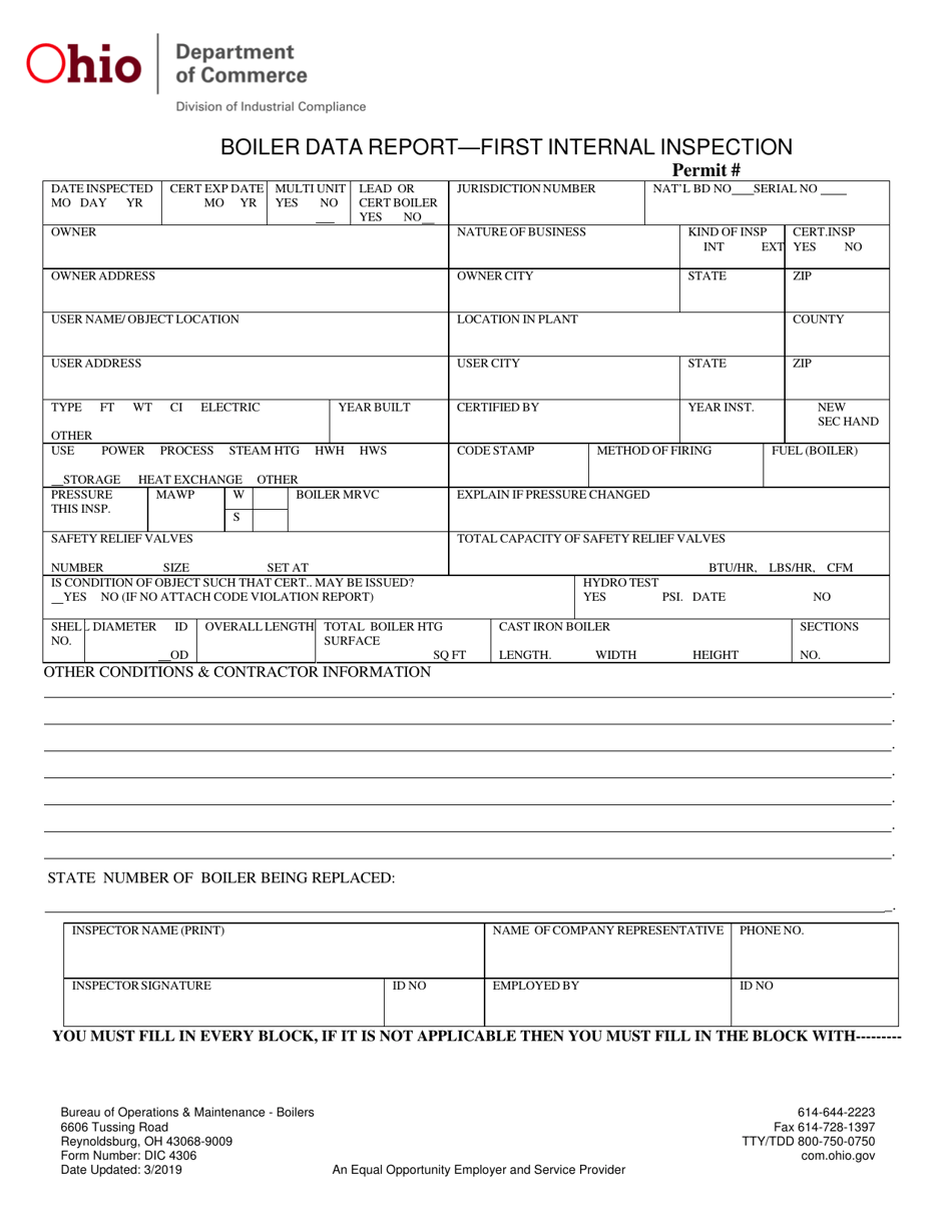 Form DIC4306 - Fill Out, Sign Online and Download Printable PDF, Ohio ...